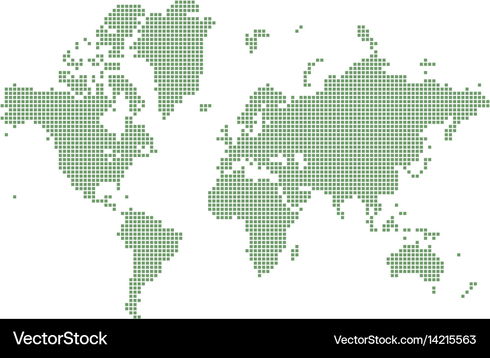Green dotted world map Royalty Free Vector Image