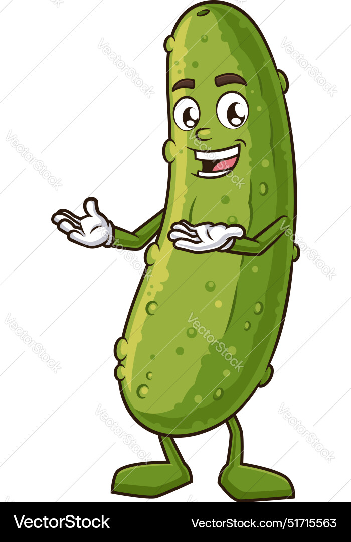 Pickle mascot presenting cartoon Royalty Free Vector Image