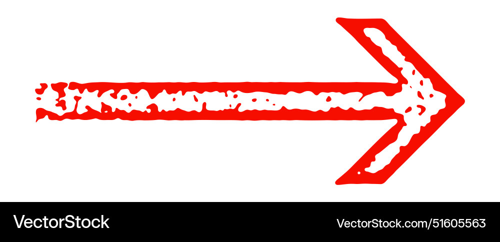 Red grunge style right arrow Royalty Free Vector Image