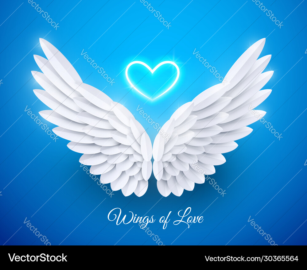 3D Paper Cut Angel Wings Royalty Free Vector Image