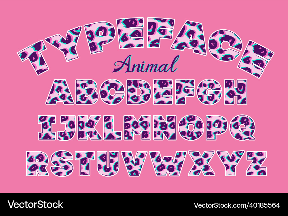 Animal font for posters mammals fur leopard Vector Image