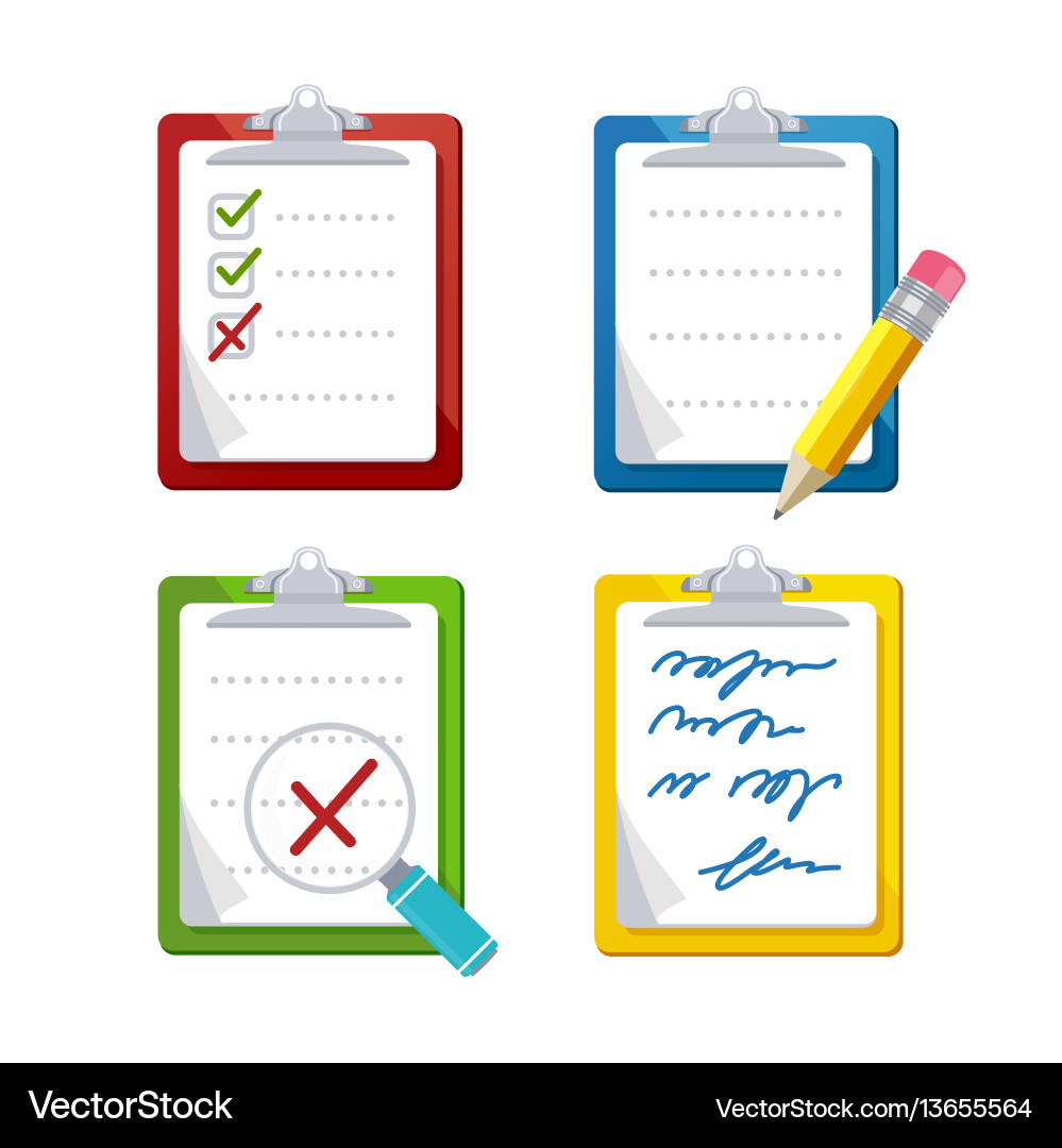 Checkliste Dashboards-Umfrage-Icon-Set Lizenzfreier Vektor