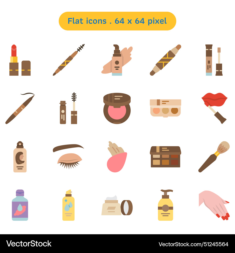 Cosmetic and makeup icon set in a flat style Vector Image