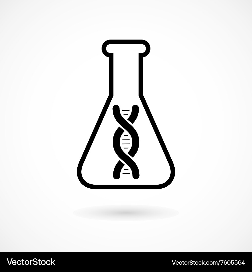 Dna molecule in flask - genetic experiment icon Vector Image