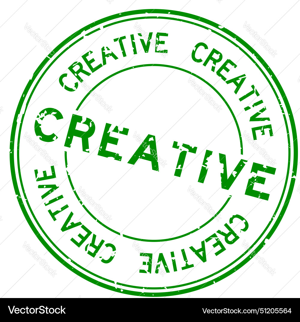 Grunge green creative word round rubber seal Vector Image