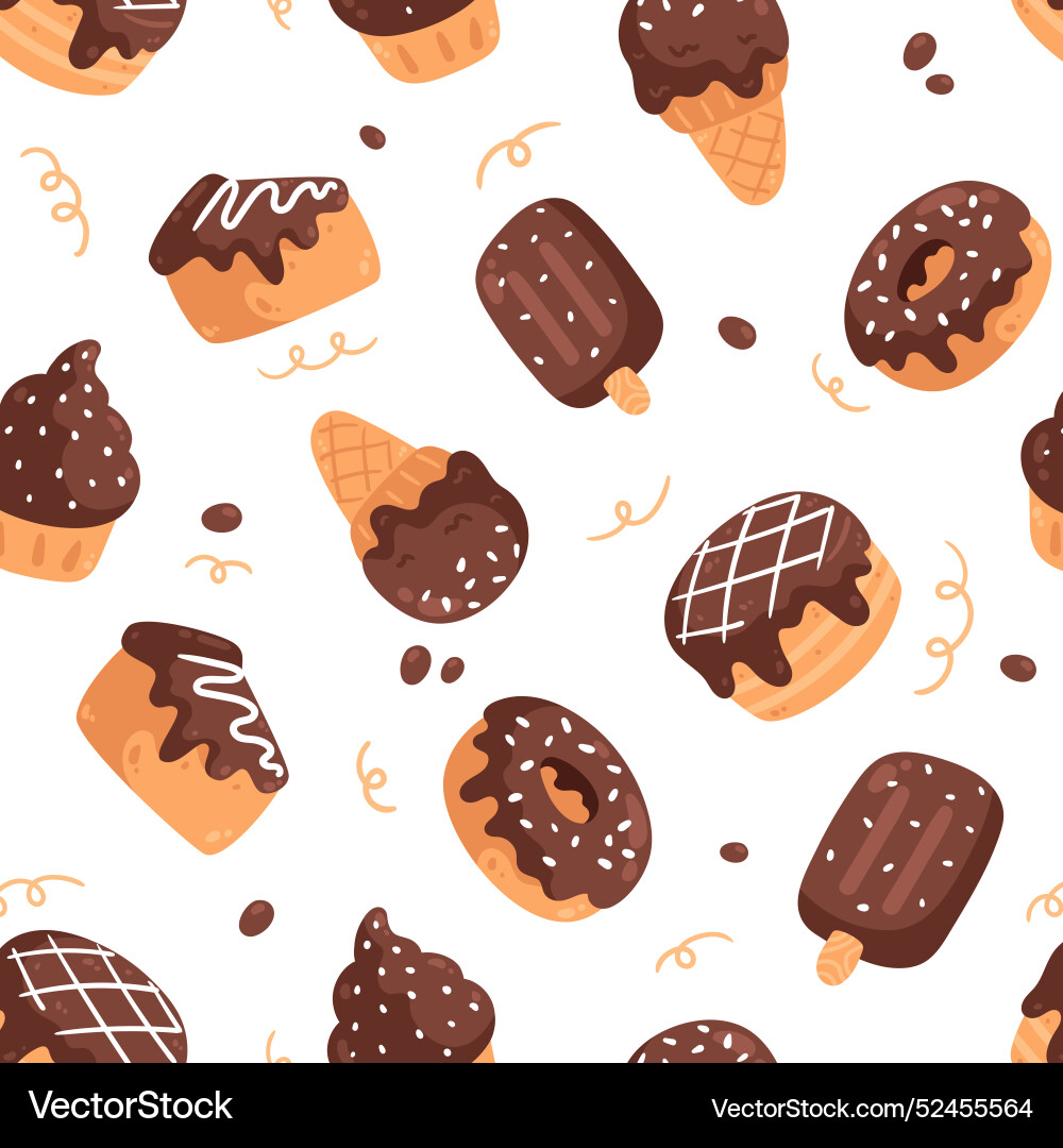 Hand drawn chocolate pattern design Royalty Free Vector