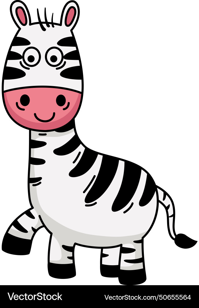 Hand drawn zebra character Royalty Free Vector Image