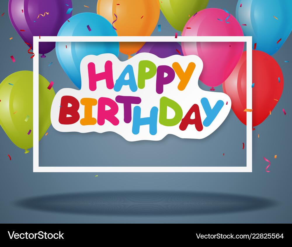 Happy Birthday Grußkartendesign mit Konfetti Vektorbild