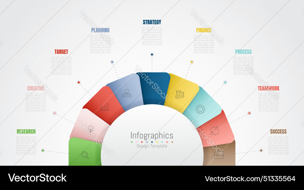Infographic 9 options design elements Royalty Free Vector