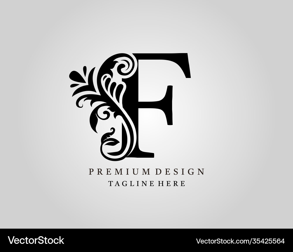 Luxury monogram letter f logo design elegant Vector Image