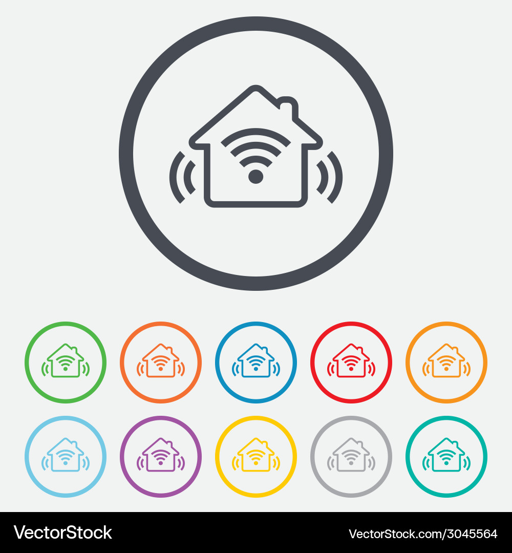 Smart home sign icon house button Royalty Free Vector Image