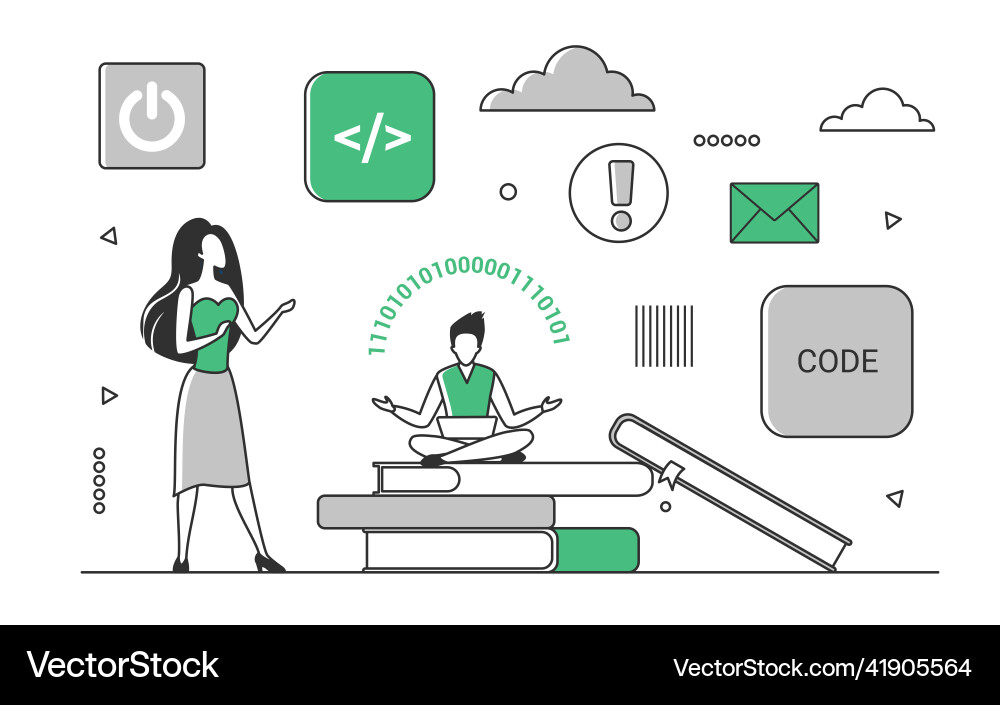 Software development team working on digital Vector Image