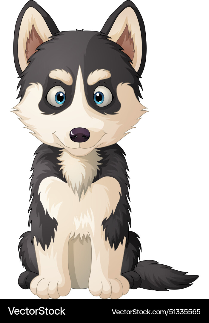 Cartoon siberian husky dog sitting Royalty Free Vector Image