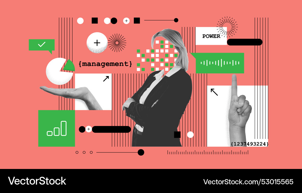 Collage poster design - project manager Royalty Free Vector
