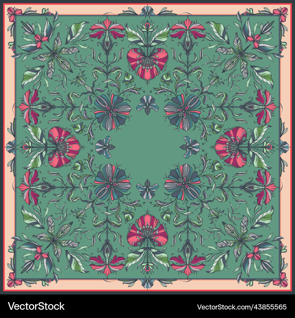 Colorful shawl print with beautiful hand Vector Image