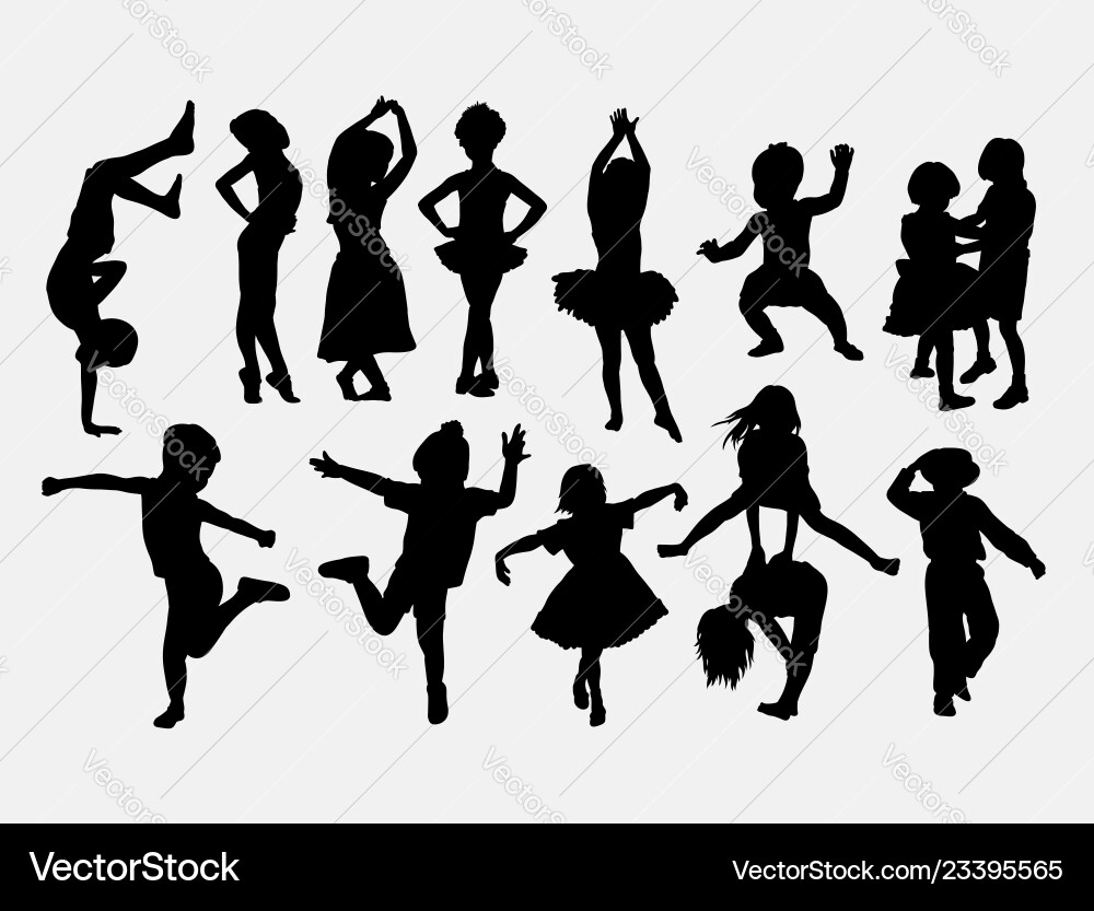 Kid playing activity silhouette Royalty Free Vector Image