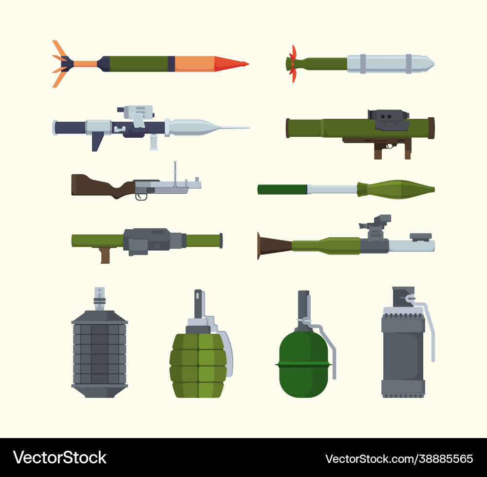 Military weapons items for army heavy artillery Vector Image