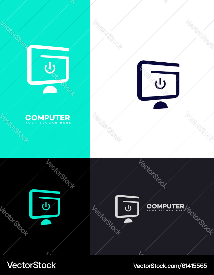 Modern Computer Power Logo – Royalty-Free Vector | VectorStock