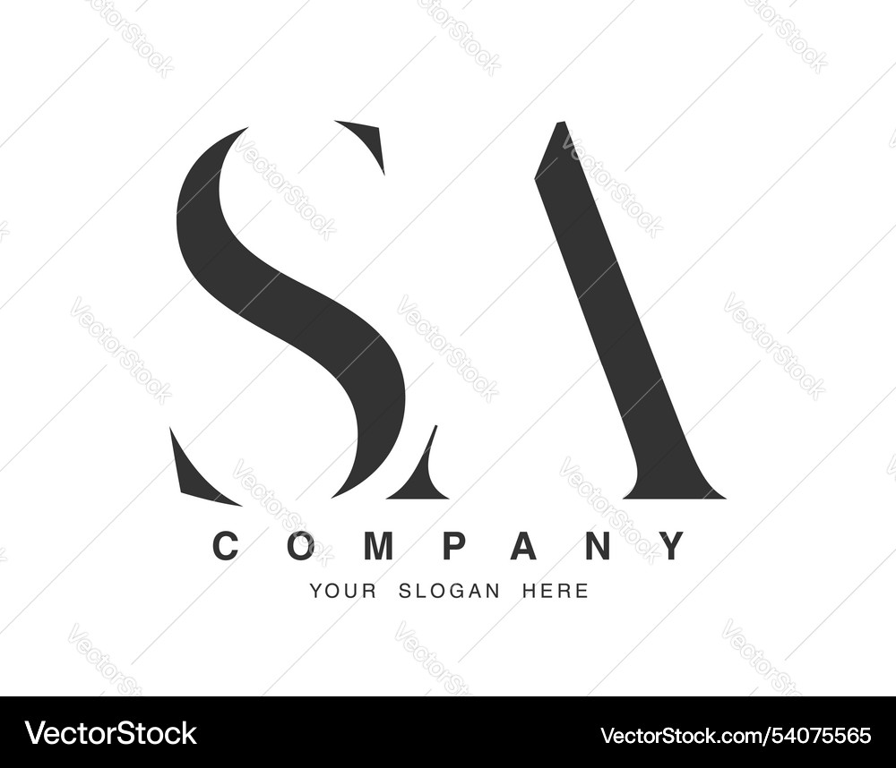 Sa logo design initial letter s and a serif font Vector Image