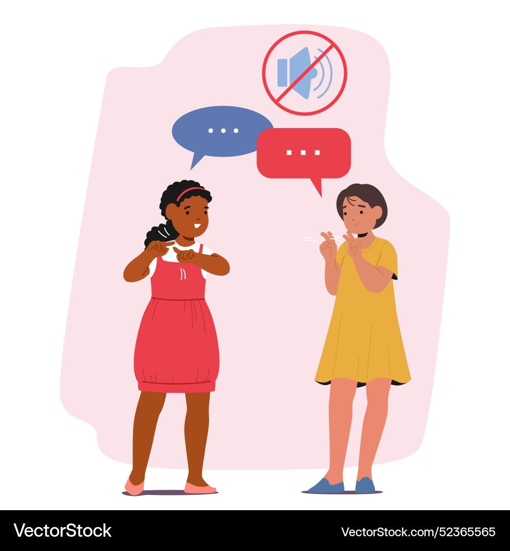 Two girls having a conversation using sign Vector Image