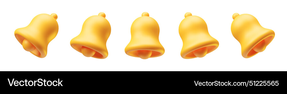 Yellow notification bells ringing icons 3d Vector Image