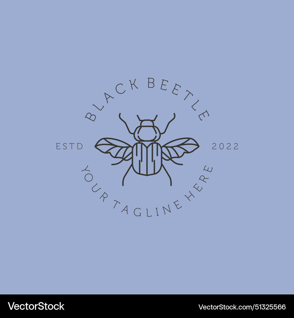 Black beetle line art logo symbol design Vector Image