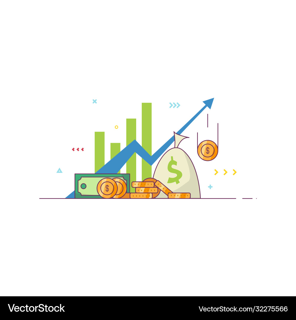 Business chart and money Royalty Free Vector Image