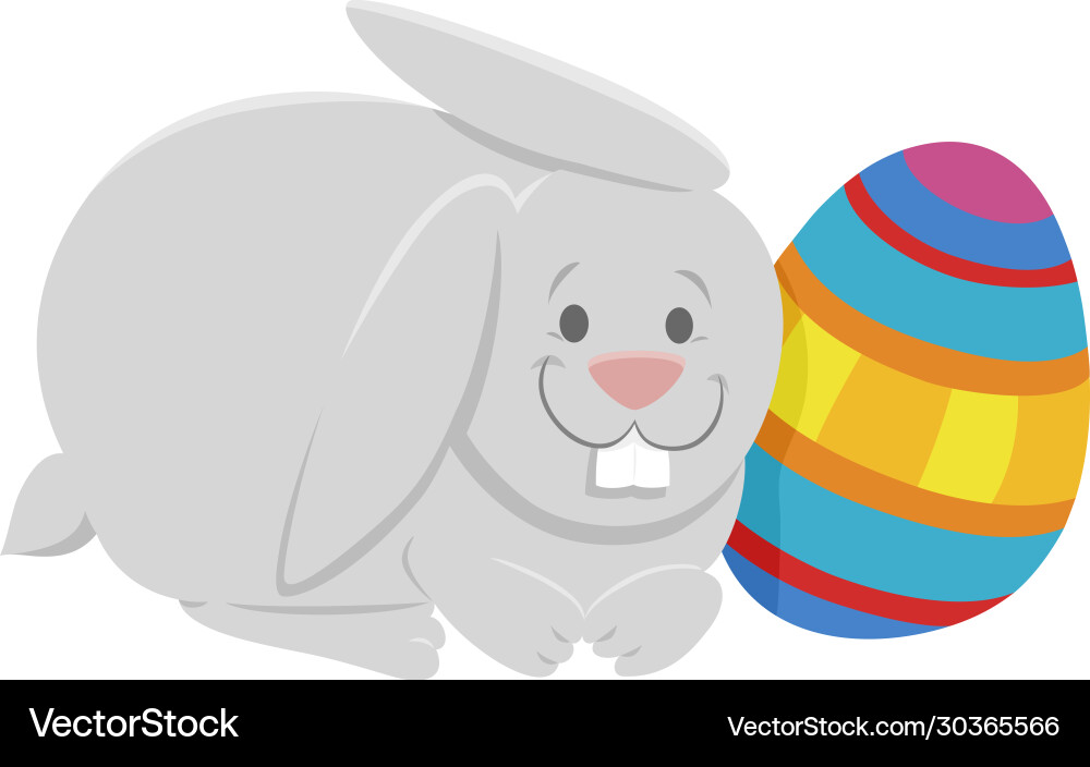 Cartoon easter bunny with colorful egg Royalty Free Vector