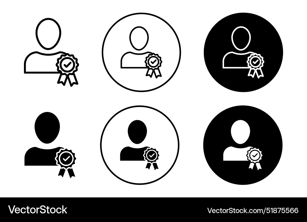 Certified person icon outline flat Royalty Free Vector Image