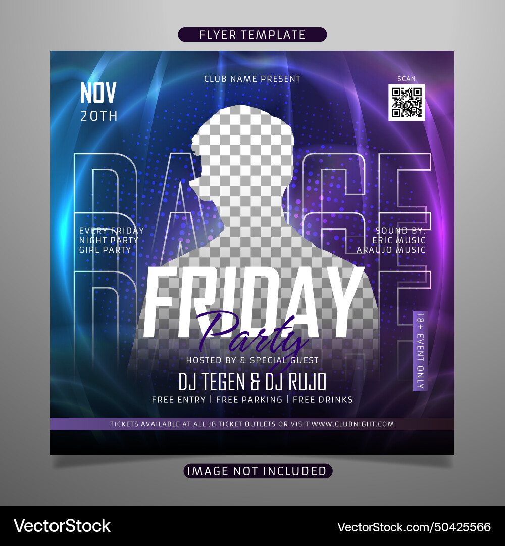 Friday party flyer template Royalty Free Vector Image