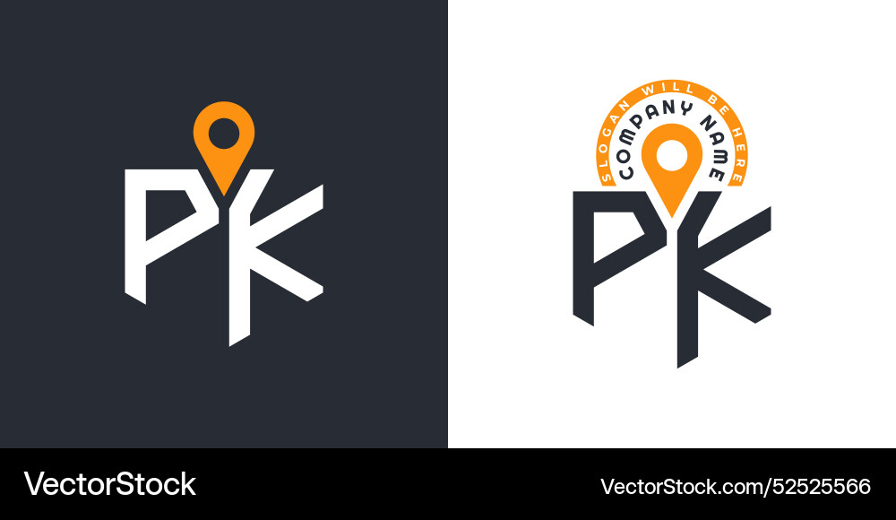 Pk location logo bundle letter dual icons Vector Image