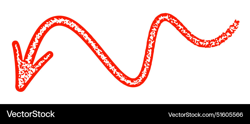 Red curved arrow with grunge texture Royalty Free Vector