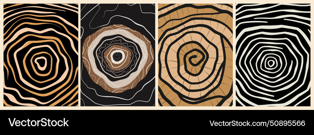 Set of modern abstract tree rings backgrounds Vector Image