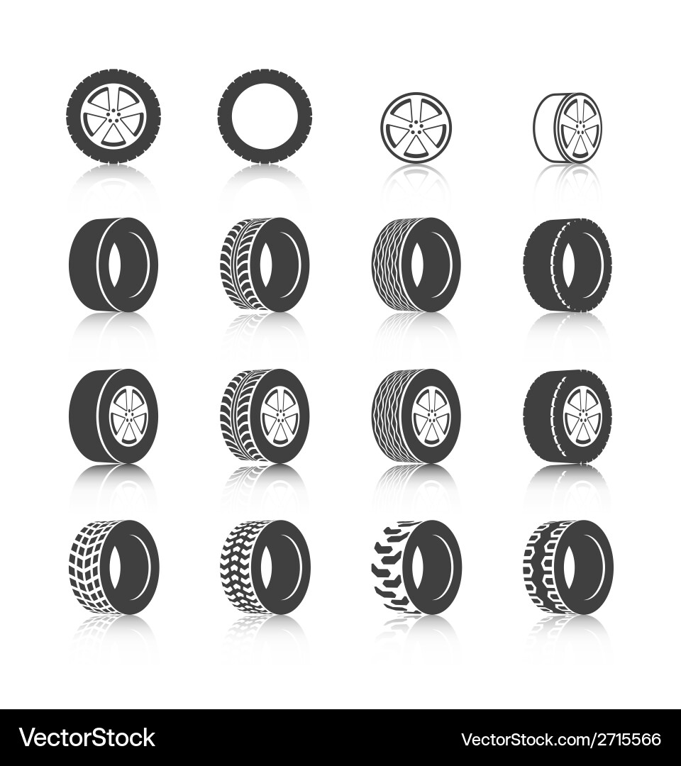 Tire icon set Royalty Free Vector Image - VectorStock