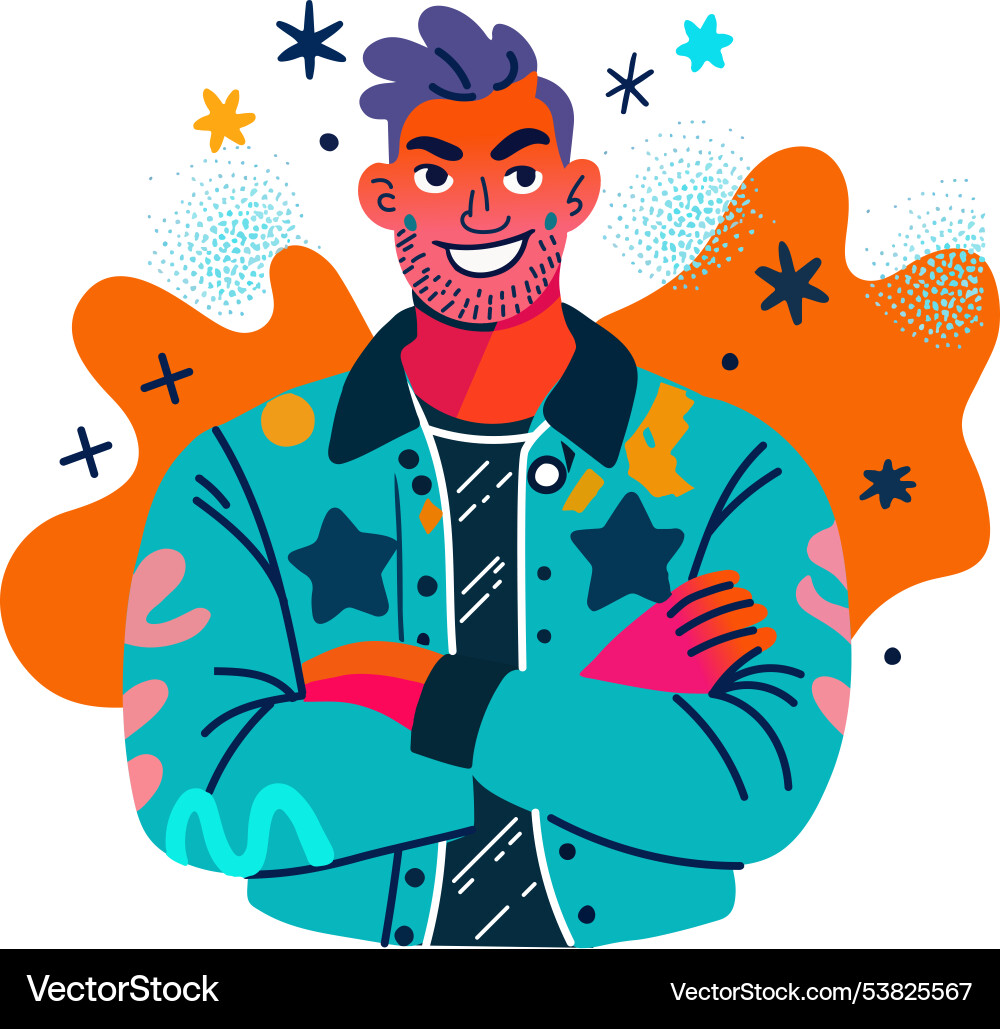 A flat style sticker of charming person Royalty Free Vector