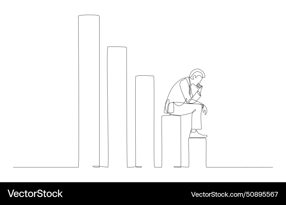 Businessman sitting on downtrend bar graph Vector Image