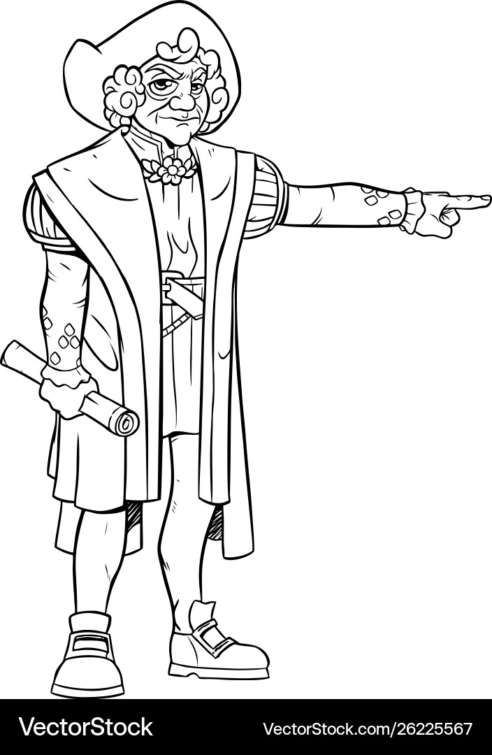 Christopher columbus line art Royalty Free Vector Image
