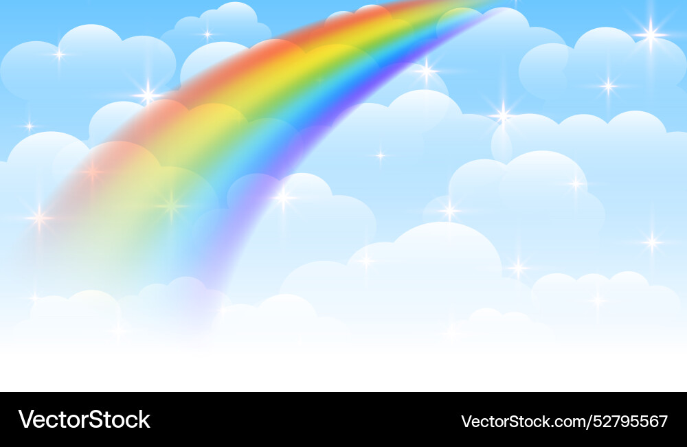 Dreamy magical cloud backdrop with rainbow design Vector Image