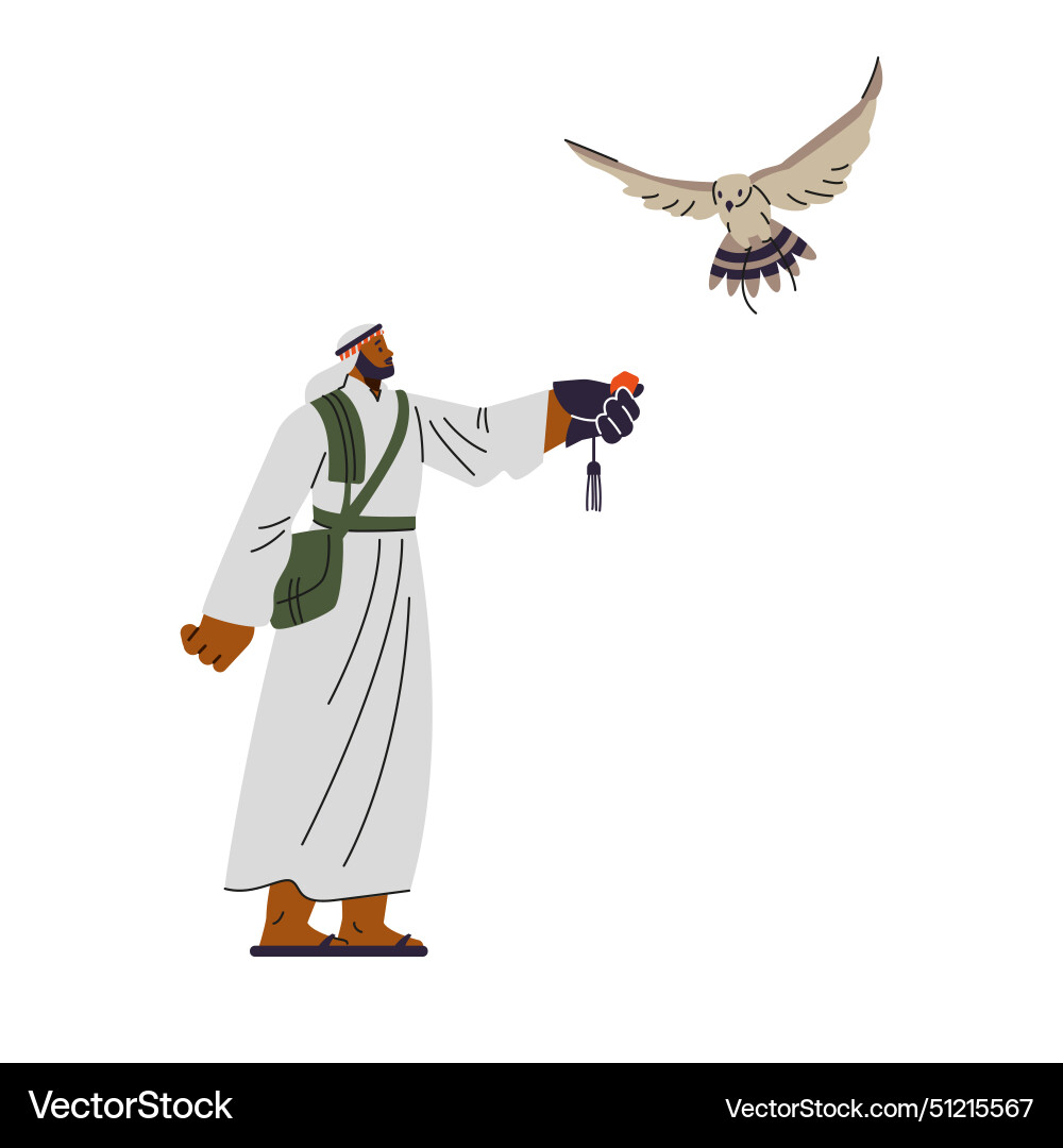 Falconer man in robe Royalty Free Vector Image
