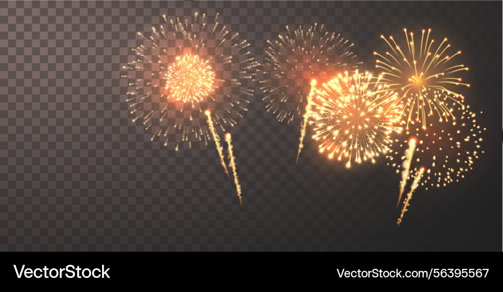 Firework celebration with glowing golden lights Vector Image