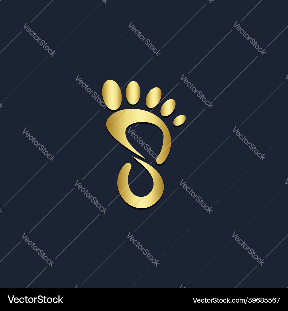 Foot step human gold logo Royalty Free Vector Image