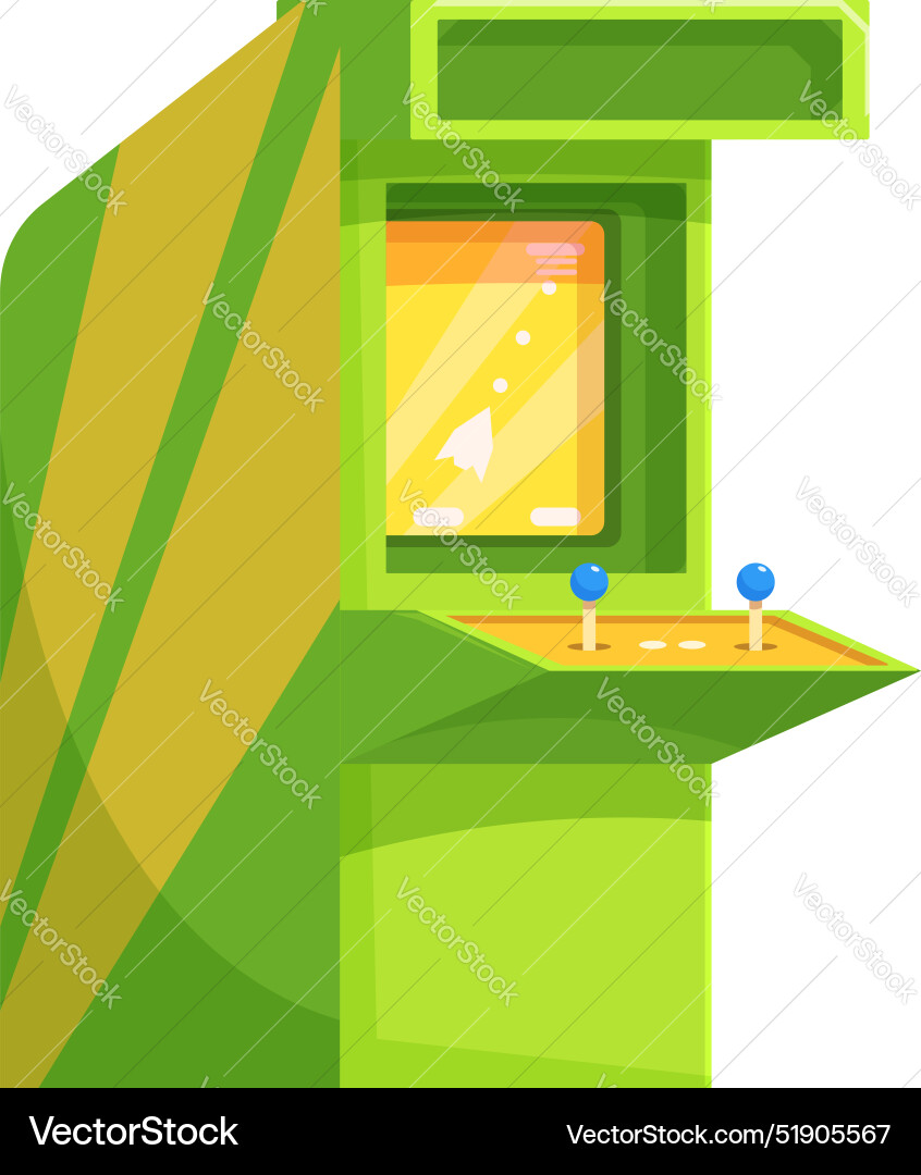 Green arcade game machine standing upright Vector Image