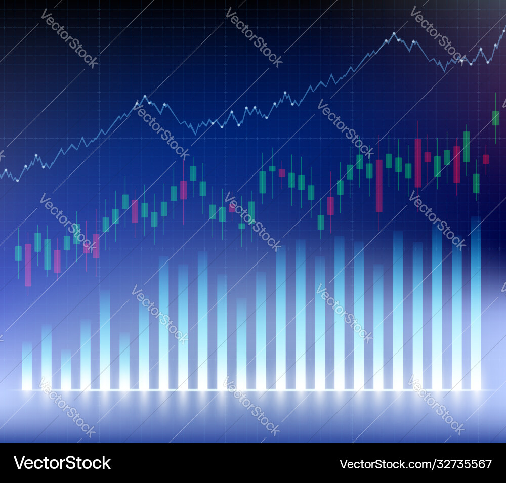 Growing financial chart and graph Royalty Free Vector Image