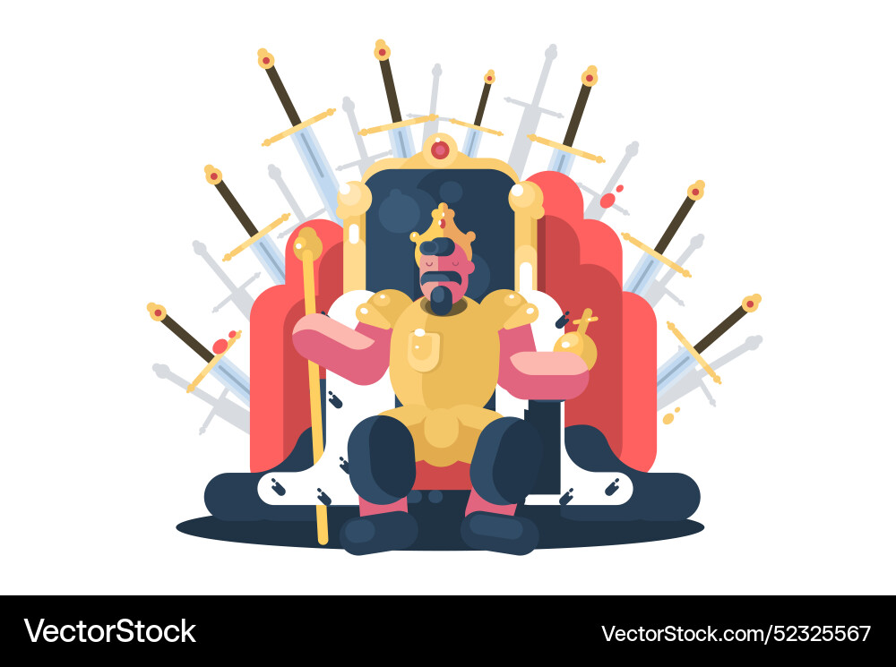 King on throne with swords Royalty Free Vector Image