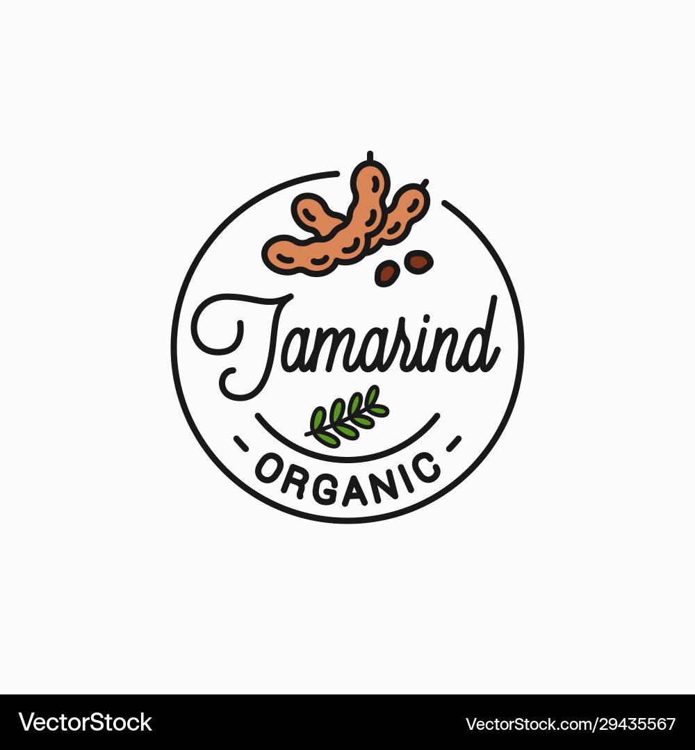 Tamarind fruit logo round linear on white Vector Image