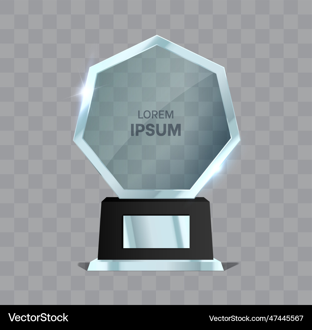 Trophy award isolated transparent glass prize Vector Image