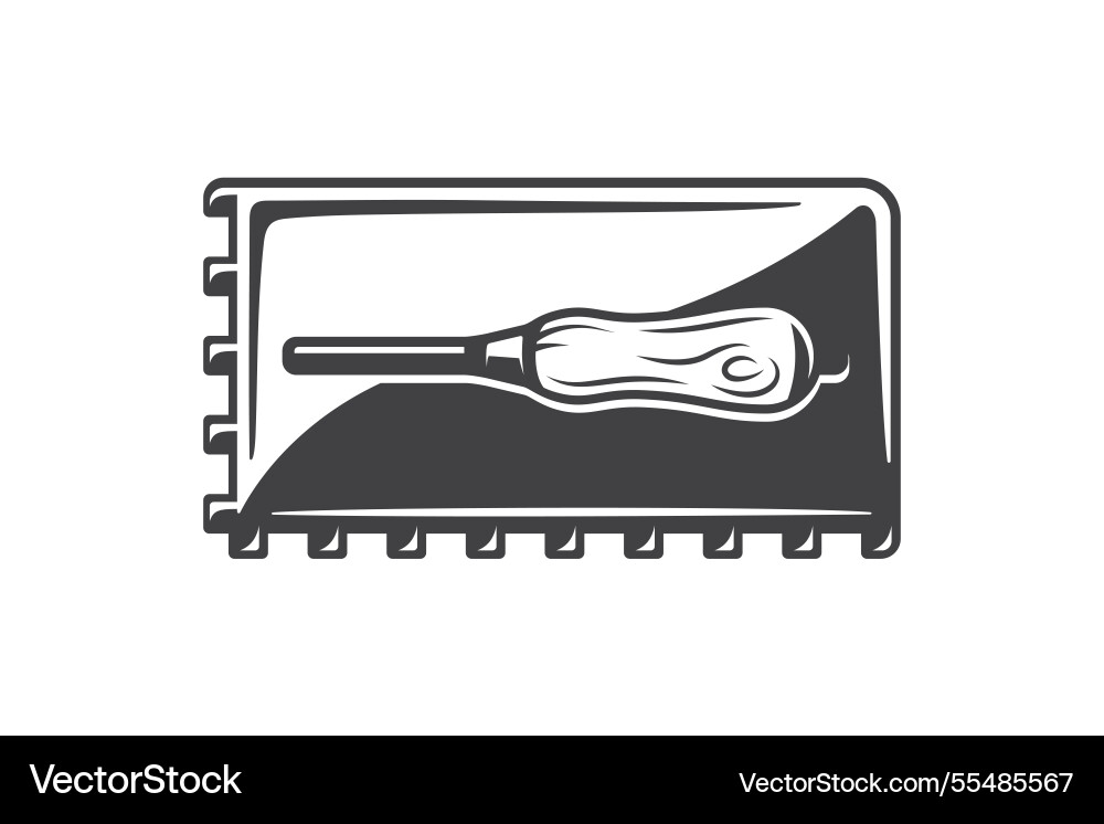 Trowel rectangular notched for laying floor tiles Vector Image