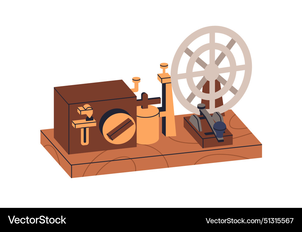 Vintage telegraph machine 19th century morse code Vector Image