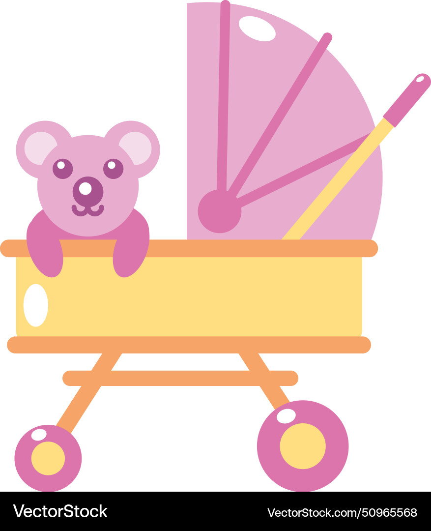 Baby shower pink stroller Royalty Free Vector Image