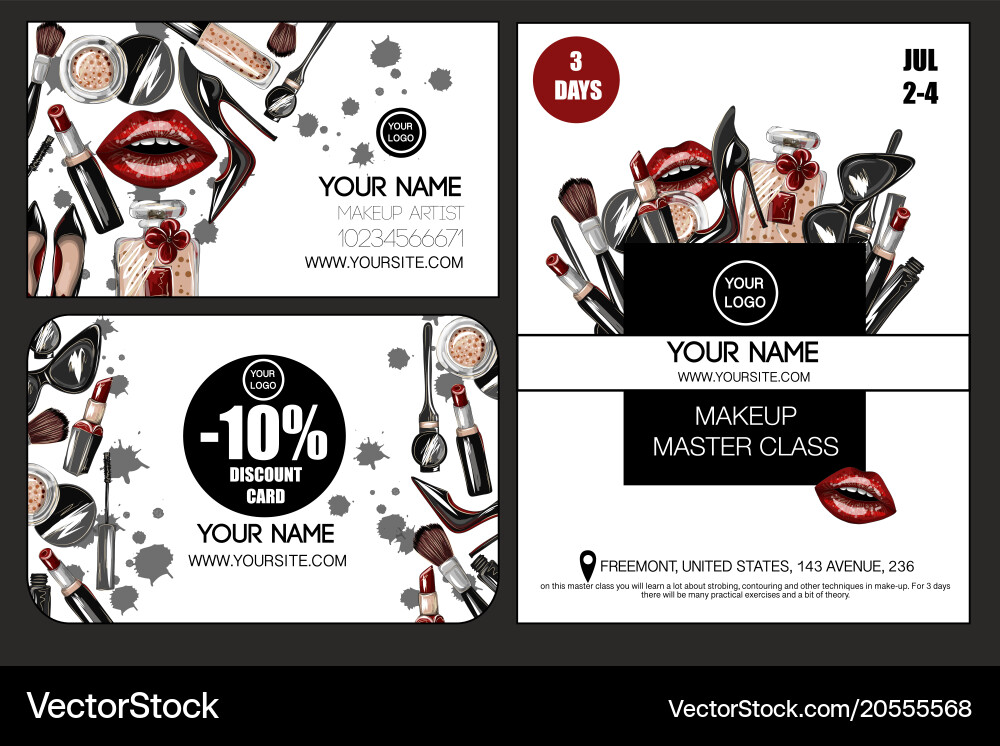 Banner and card for master class makeup artist Vector Image